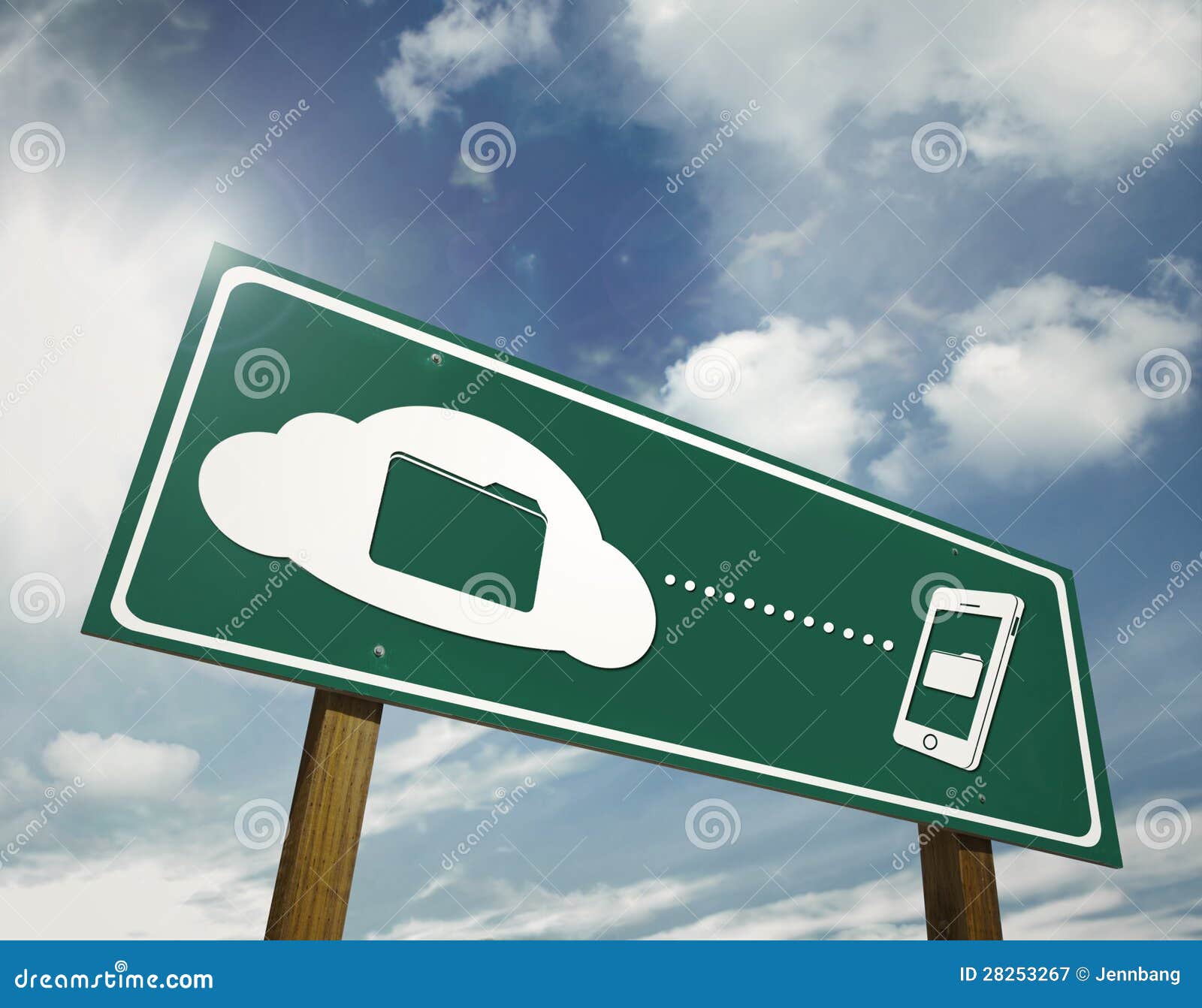 Clouding File Sharing Sign Board Stock Illustration - Illustration of ...