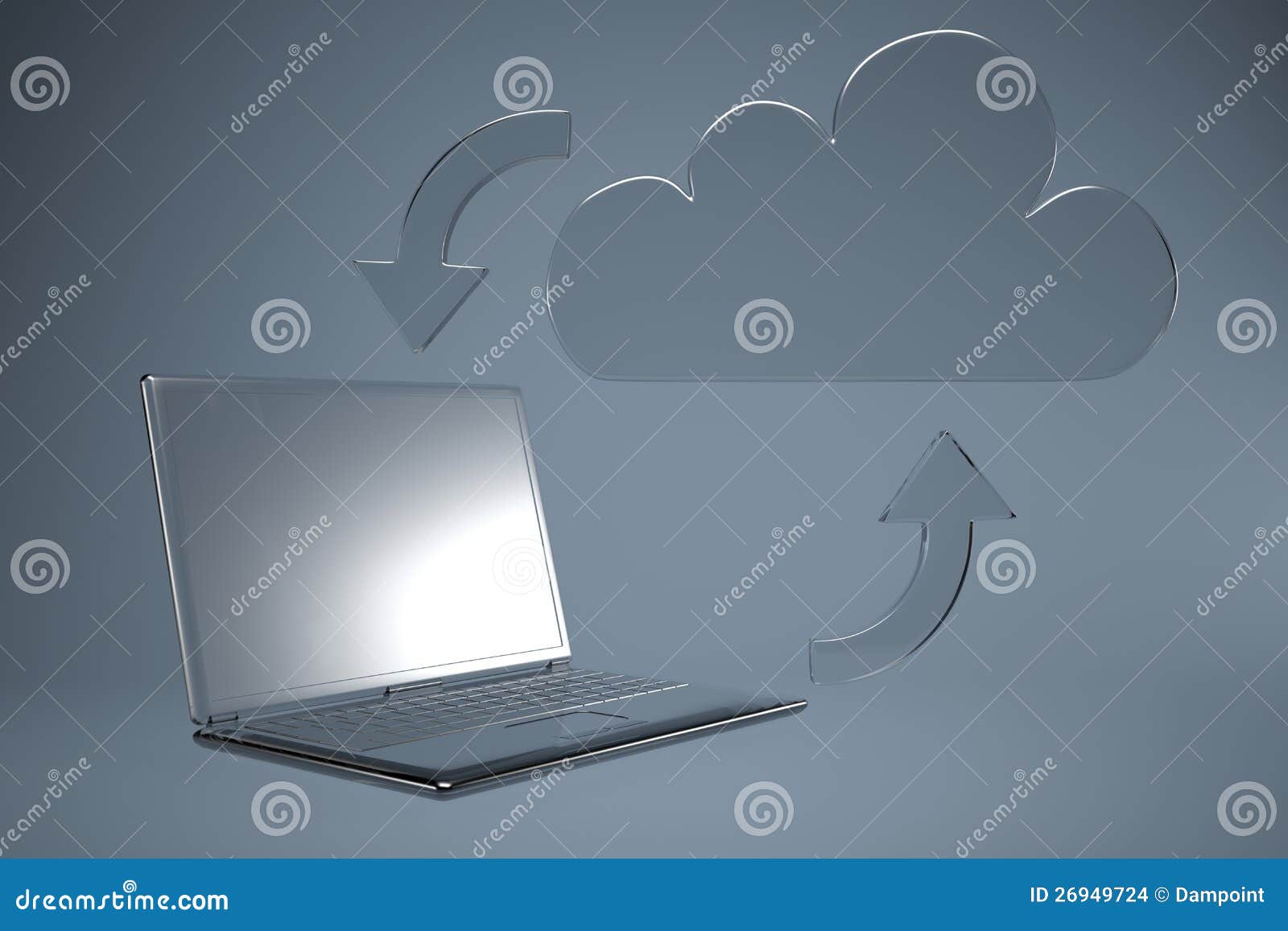 Clouding Service with Laptop Stock Illustration - Illustration of sync ...