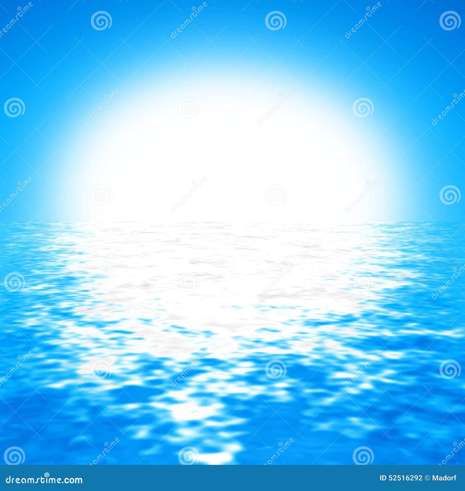 Cloudless Blue Sky Background with Bright Sun and Crystal Clear Water ...