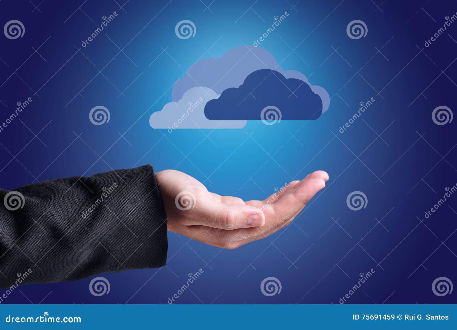 Clouds Above Hands. Cloud Computing Concept. Stock Image - Image of ...