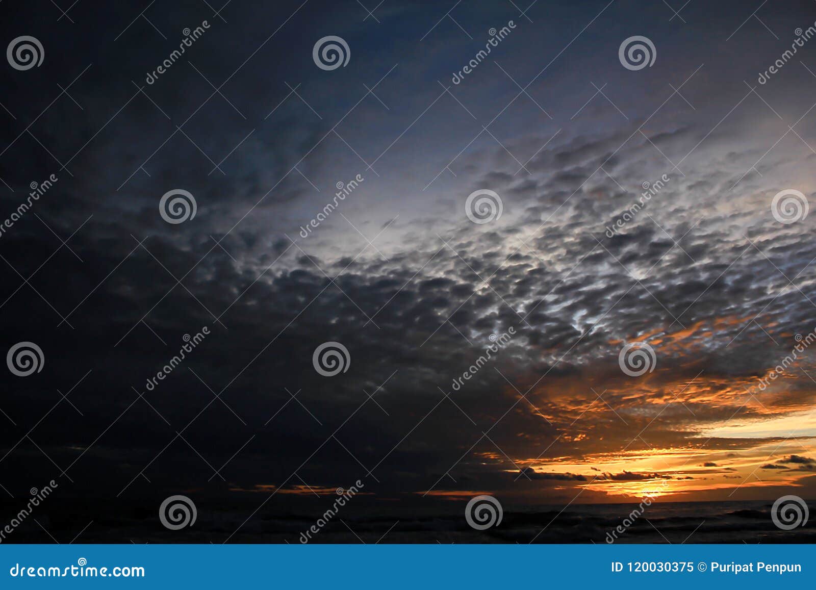 The Sun is about To Fall into the Sea. Stock Image - Image of beautiful ...