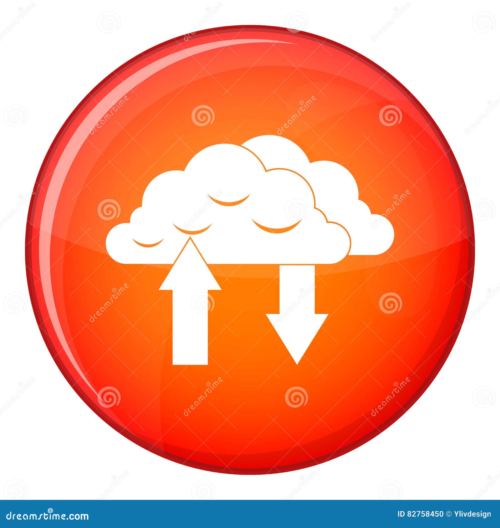 Clouds with Arrows Icon, Flat Style Stock Vector - Illustration of ...