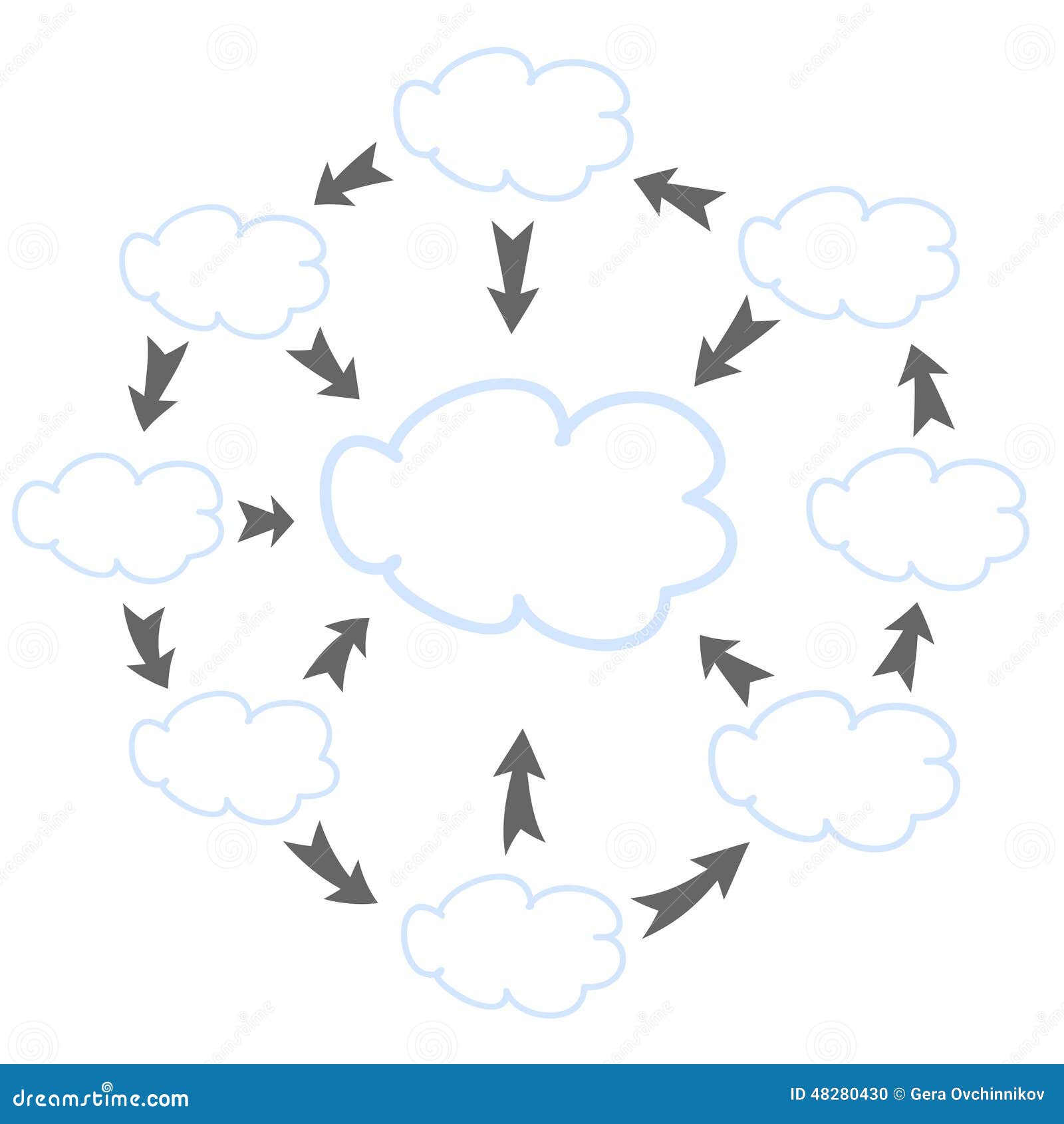 Clouds and arrows stock vector. Illustration of cloud - 48280430