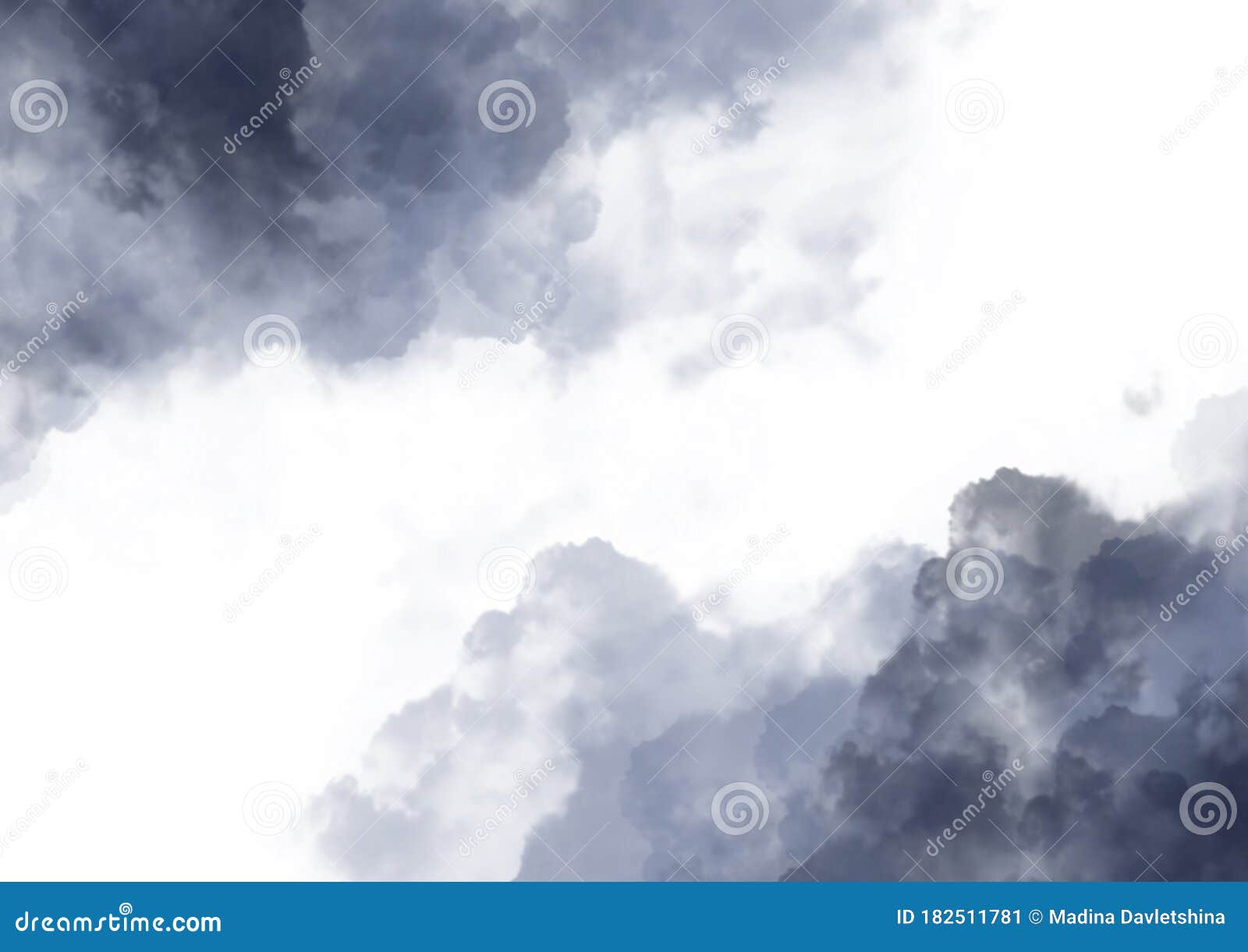Hand Drawn Deep Blue Clouds Background Stock Image - Image of ...