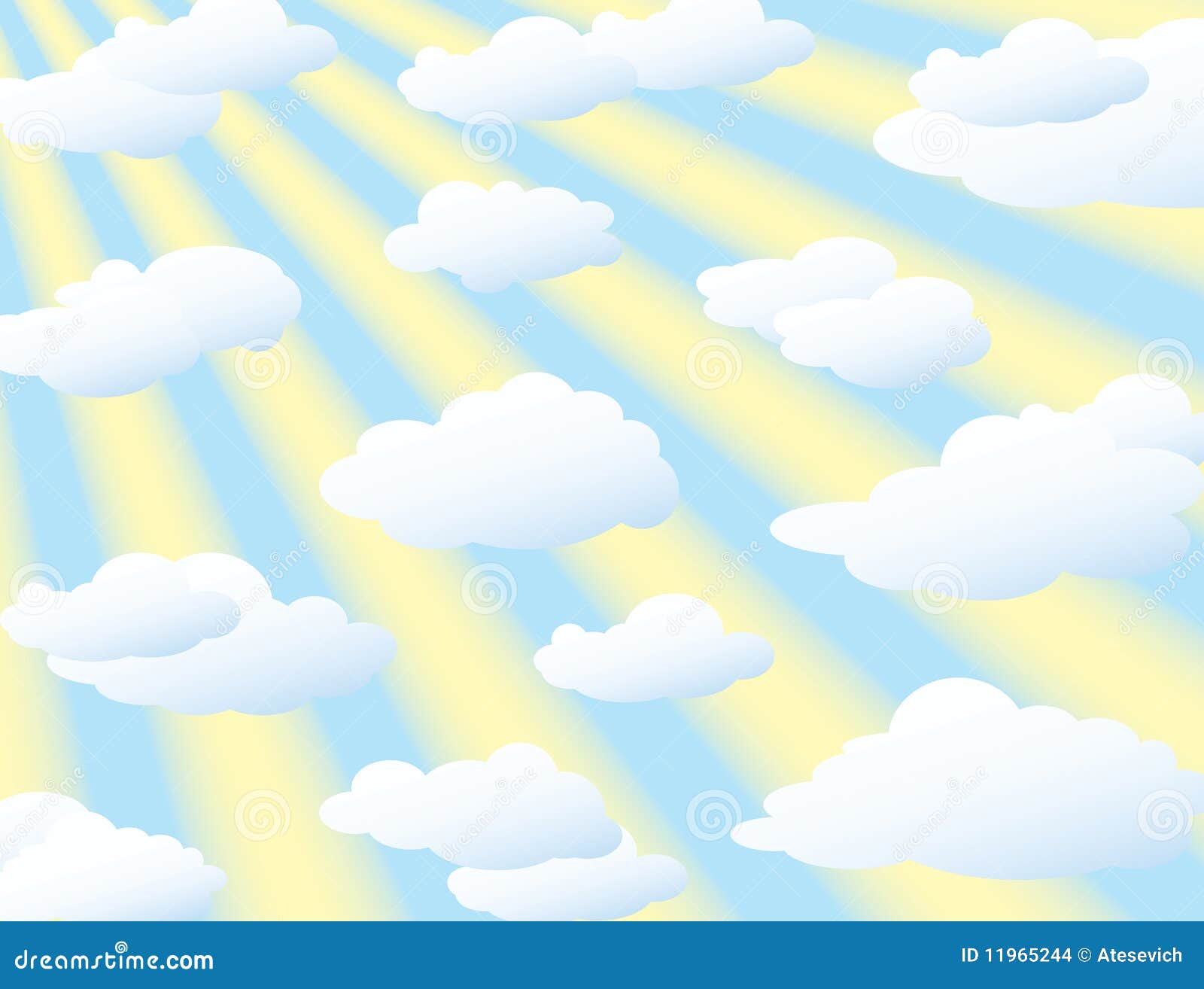Clouds Background with Sun Rays Stock Vector - Illustration of ...