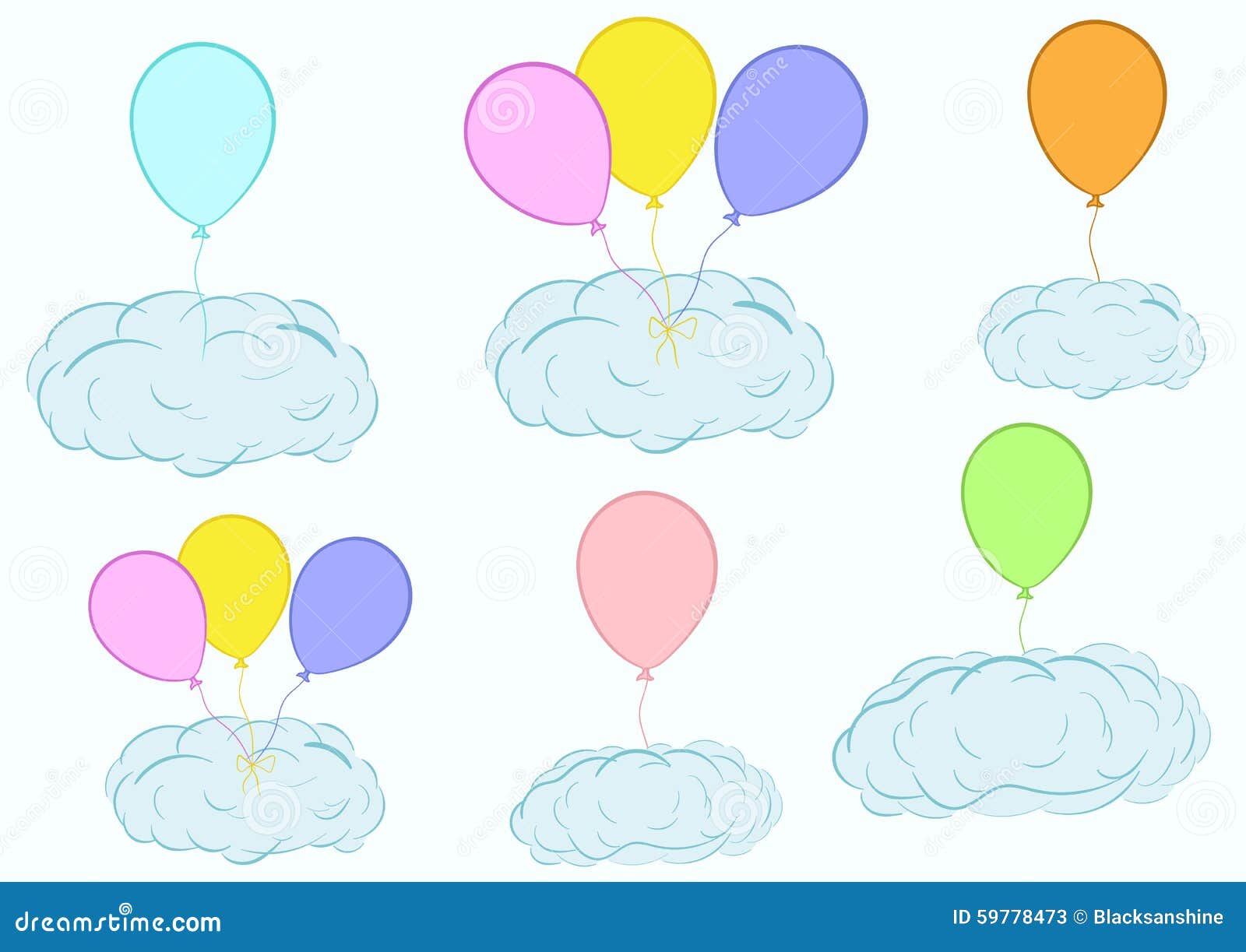 Clouds on balloons stock vector. Illustration of heavens - 59778473