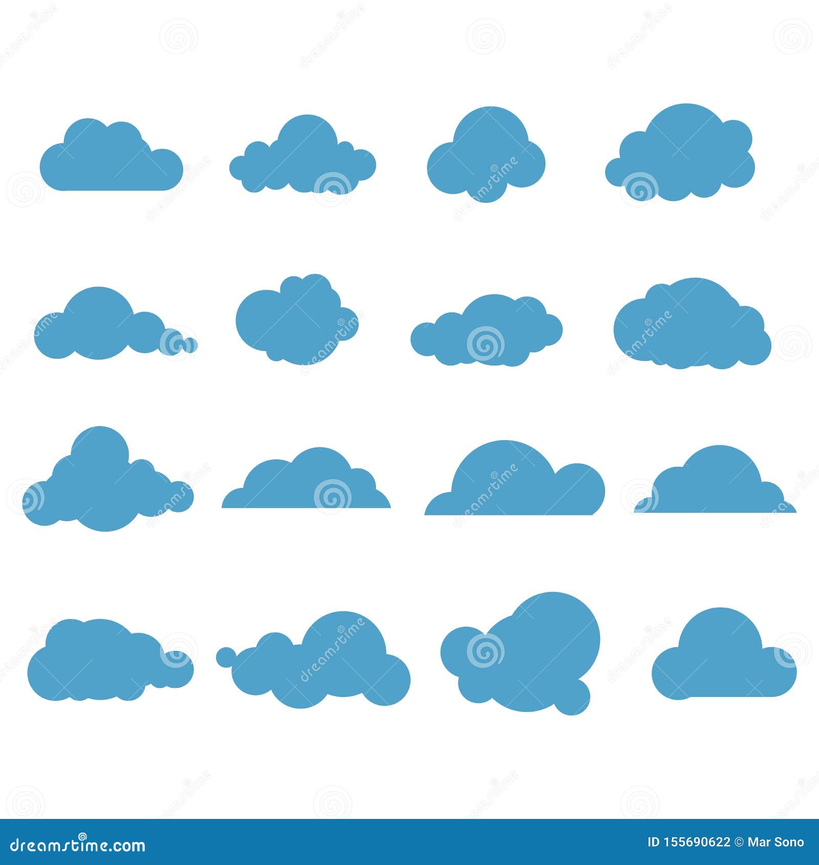 Clouds. Blue Sky with Different Cloud Shapes Stock Vector ...