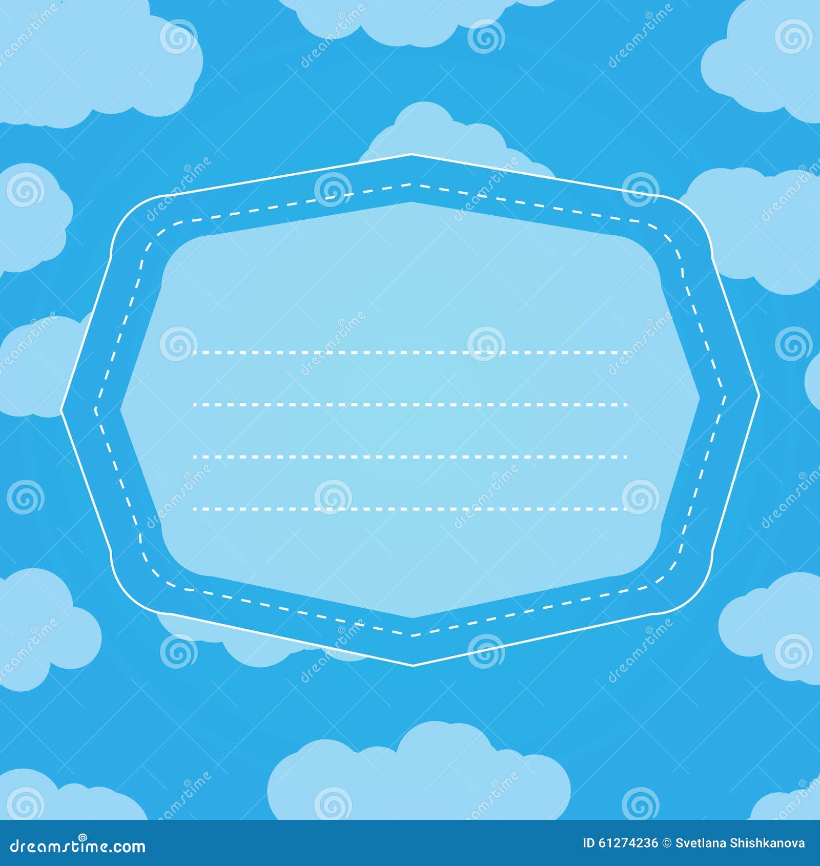 Clouds in Blue Sky. Frame for Text. Light Blue Background Stock Vector ...