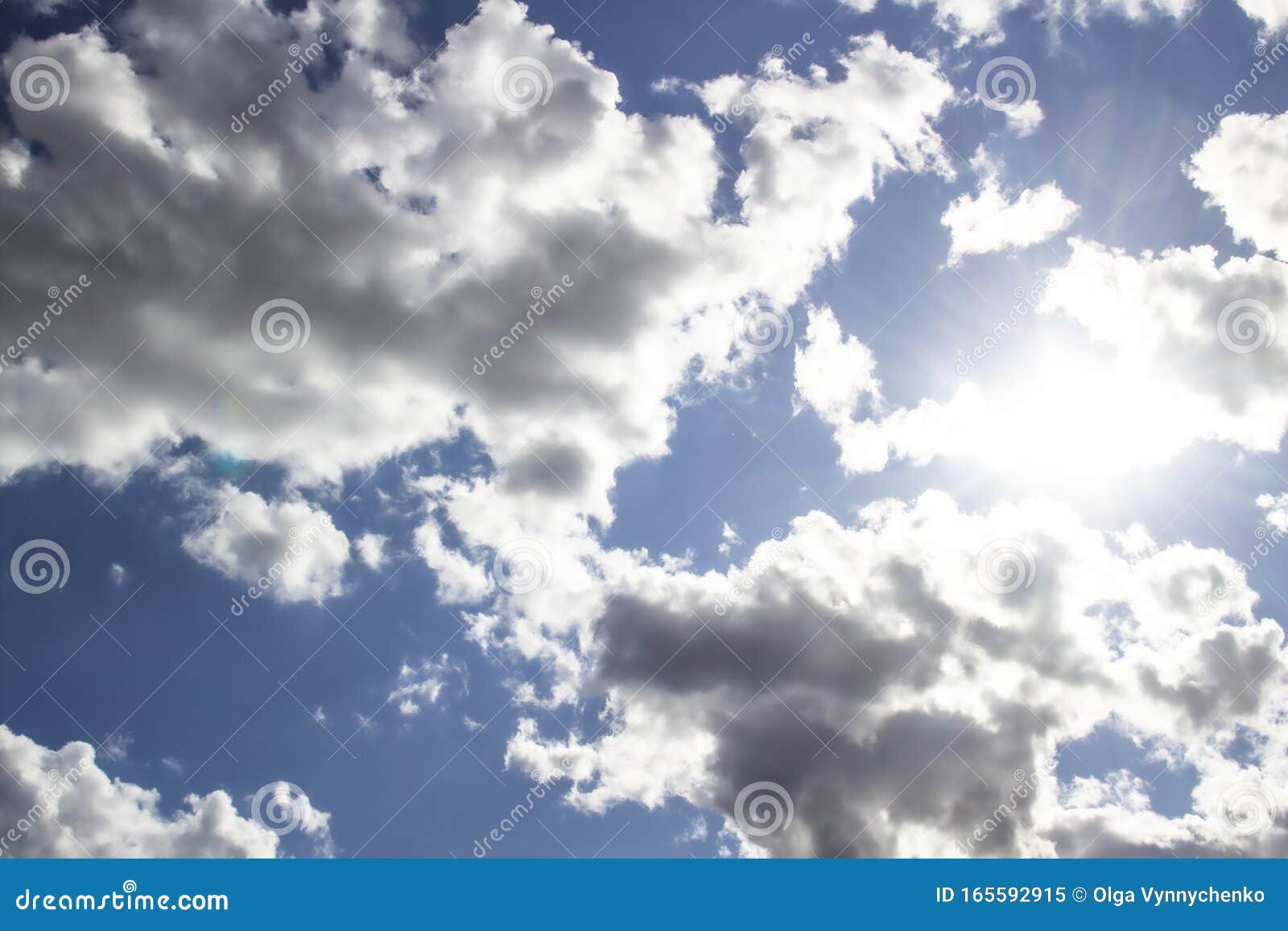 A Clouds in the Blue Sky. Amazing. Beautiful View. God Light Stock ...