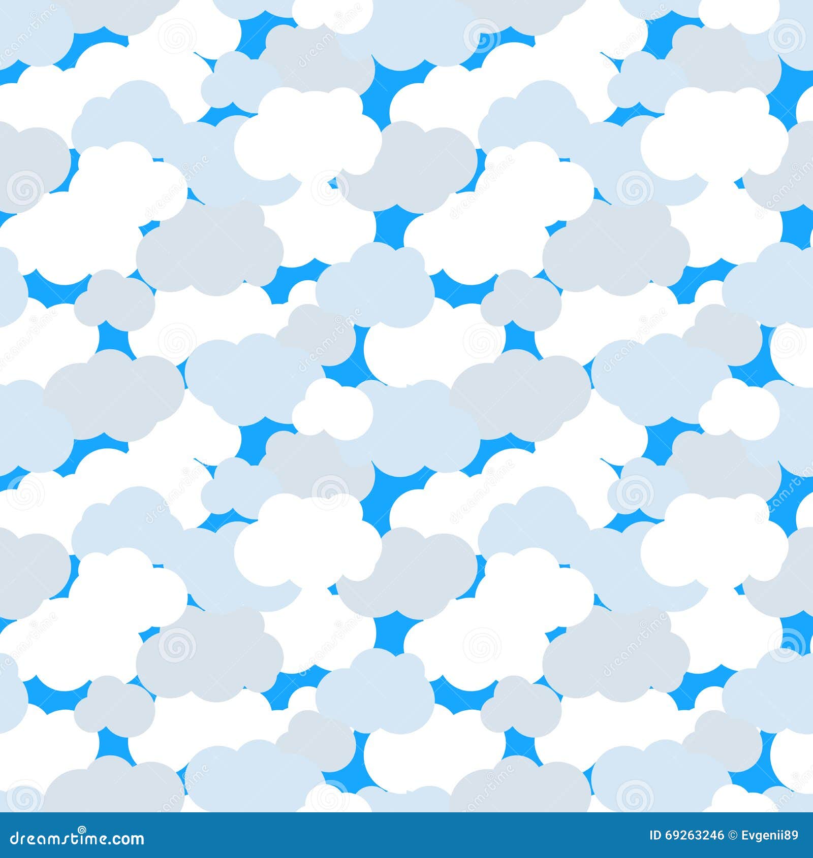 Clouds in Blue Sky Seamless Pattern Stock Illustration - Illustration ...