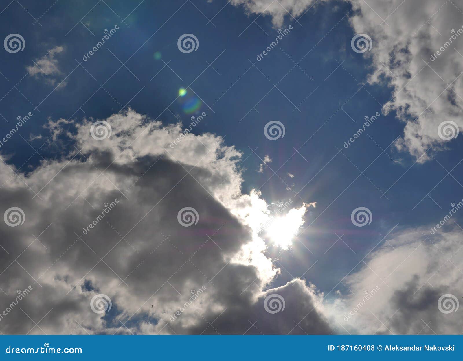 Clouds blue sky sun ray stock photo. Image of abstract - 187160408