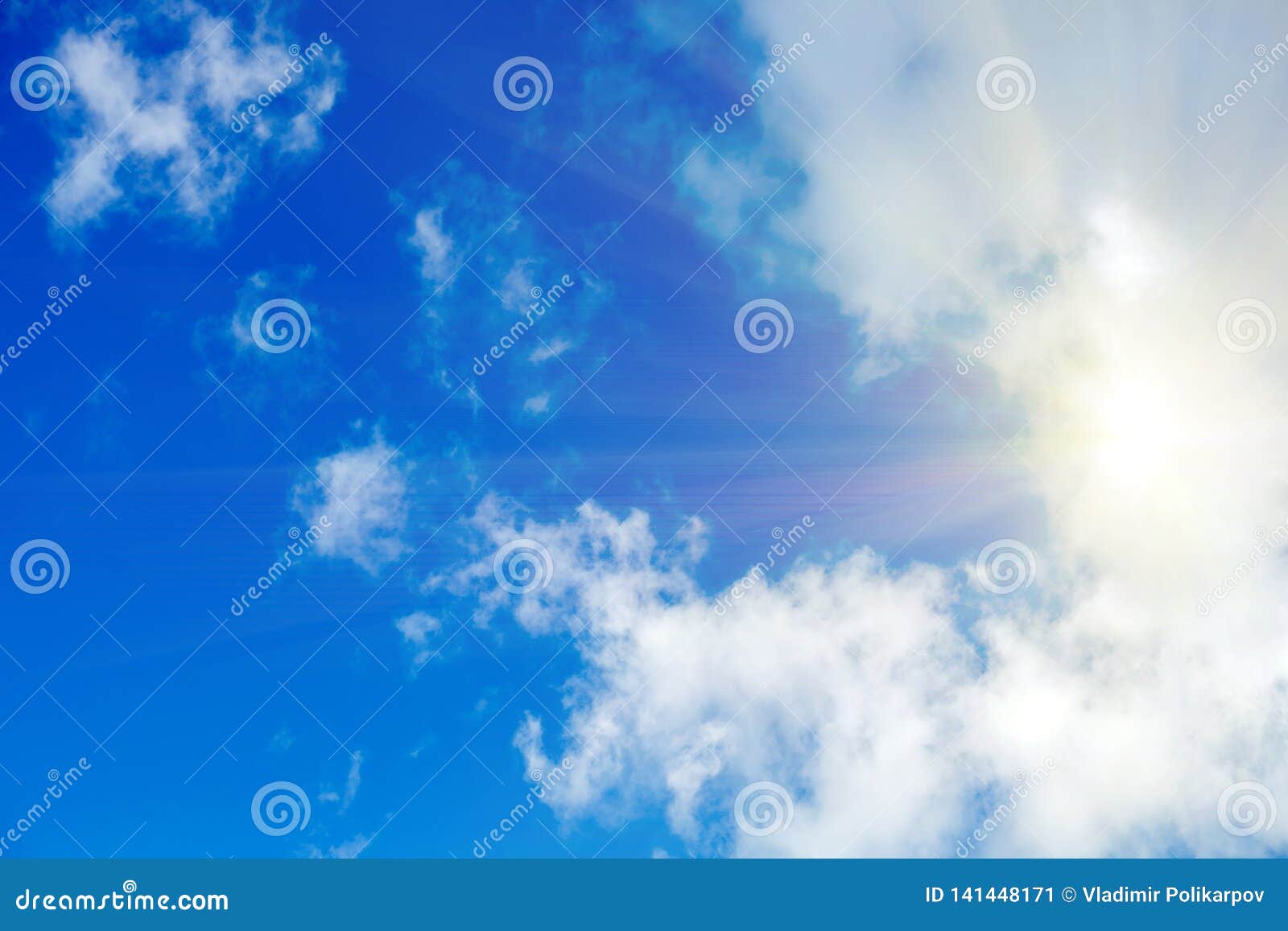 Clouds in the Blue Sky with Sun Rays Stock Image - Image of clouds ...