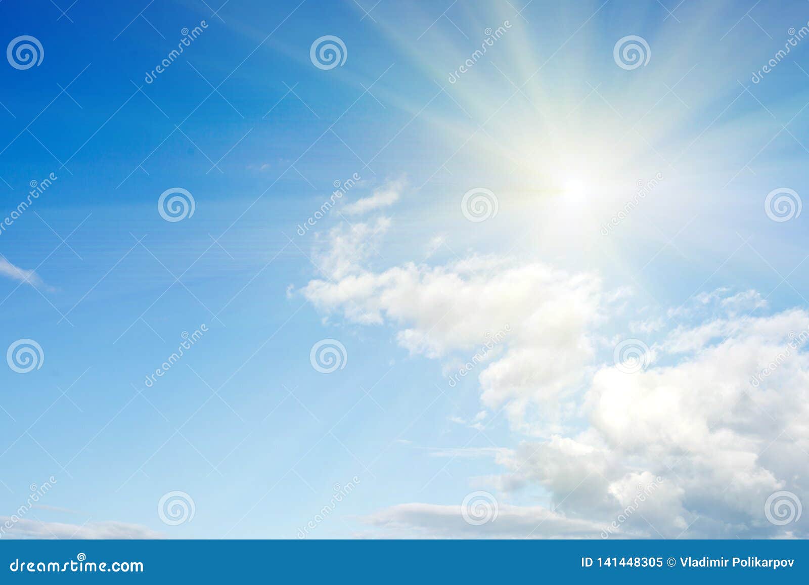 Clouds in the Blue Sky with Sun Rays Stock Image - Image of beauty ...
