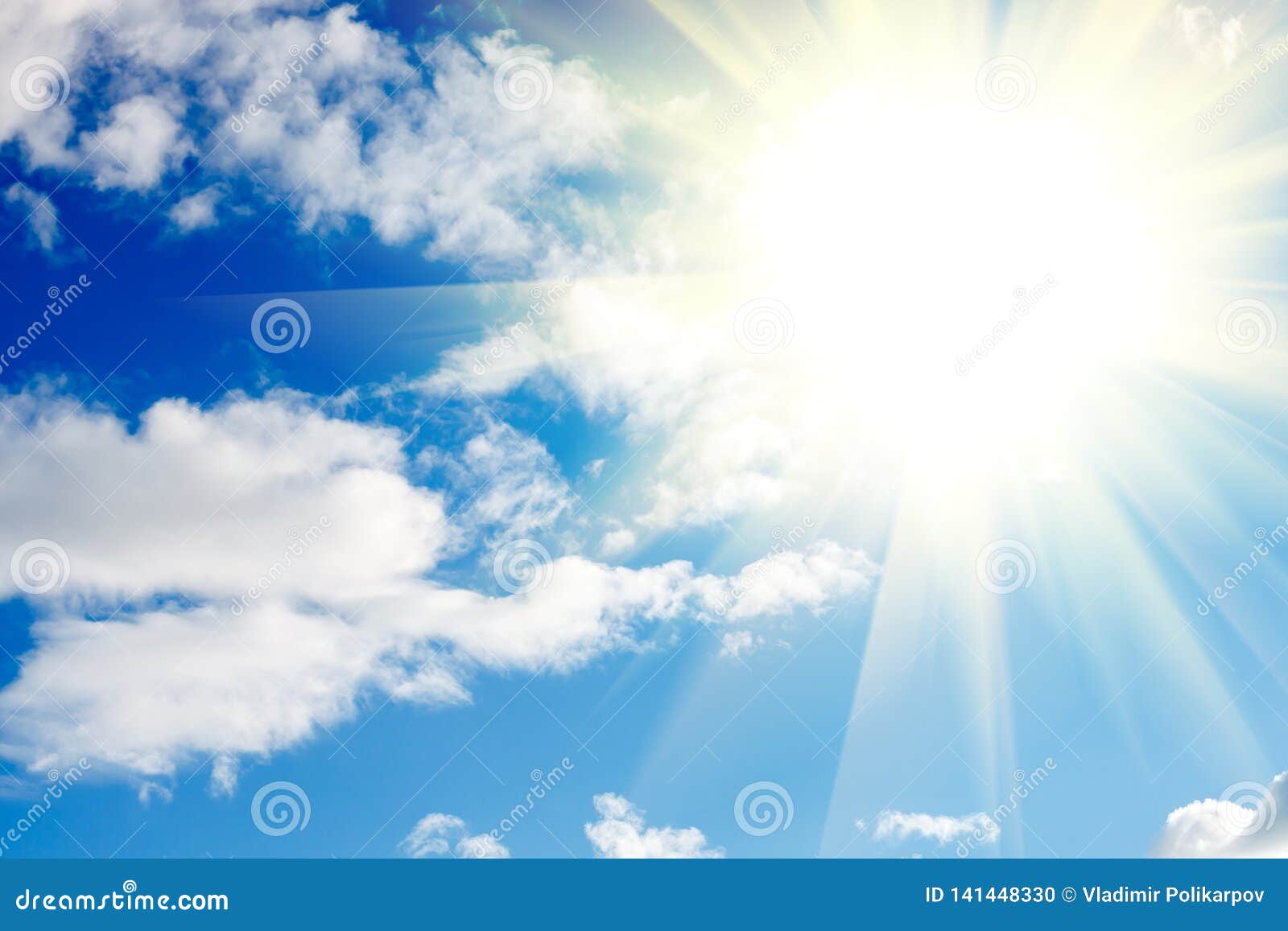 Clouds in the Blue Sky with Sun Rays Stock Photo - Image of sunlight ...