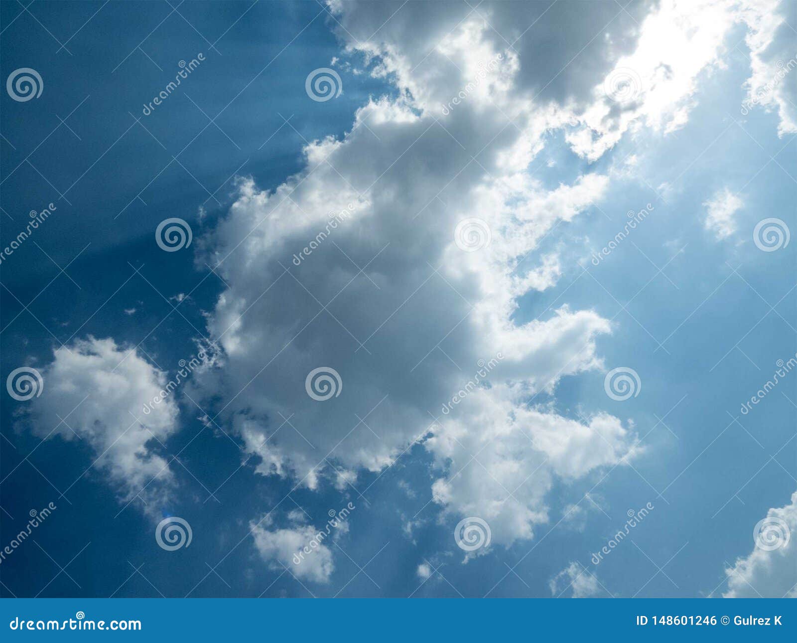 Clouds in the Blue Sky, Sun Rays Coming through Clouds Stock Photo ...