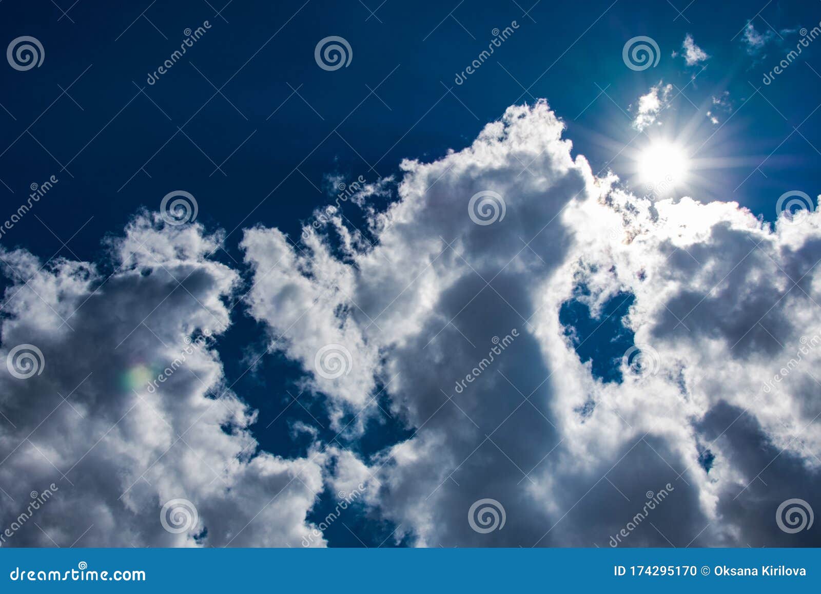 Clouds and Blue Sky and Sun in Spring Stock Photo - Image of outdoor ...