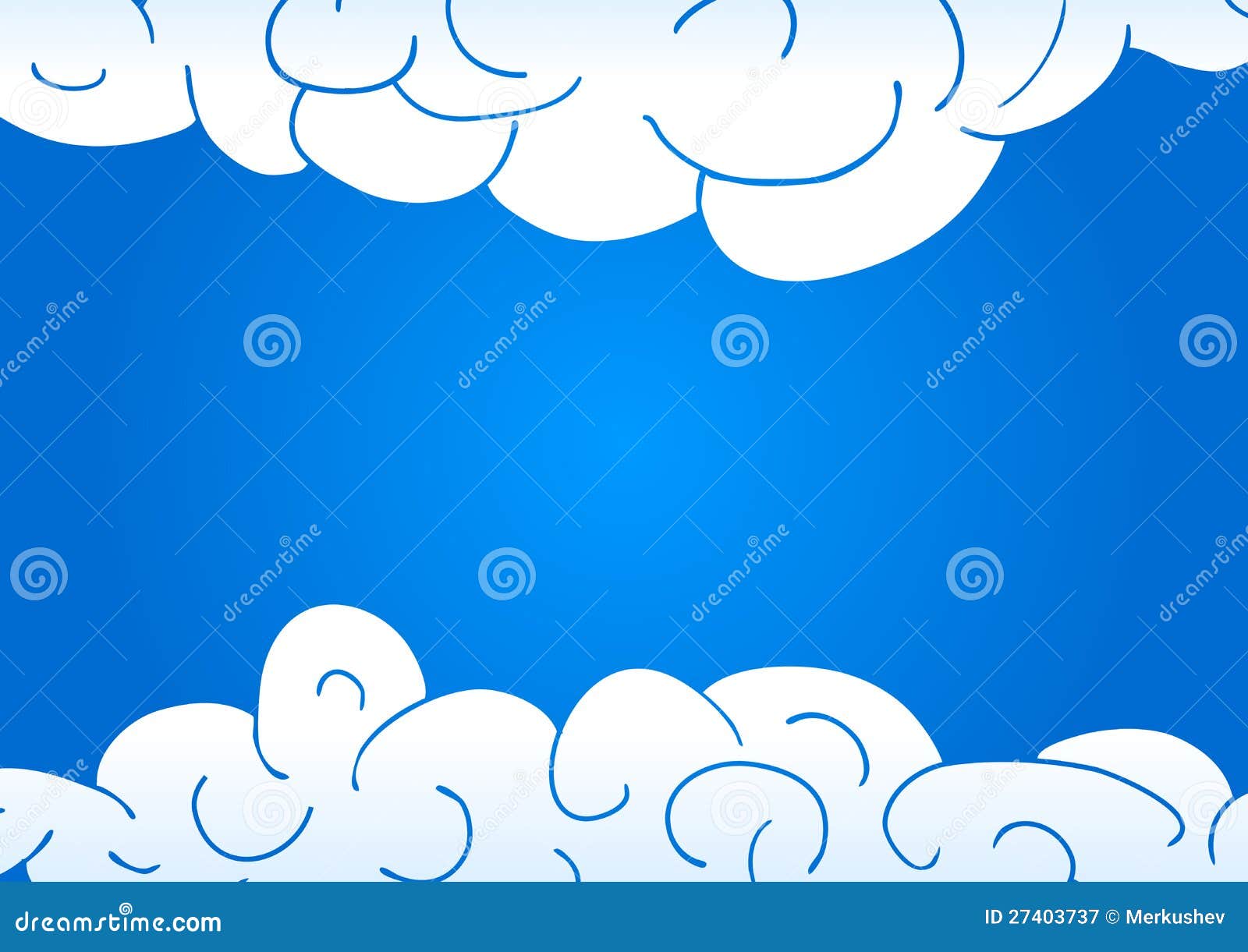 Clouds in Blue Sky. Vector Frame Stock Vector - Illustration of border ...