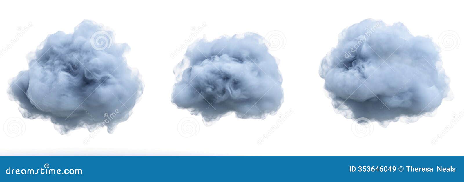 Clouds Blue Smoke Puffs Isolated on White Background Stock Image ...