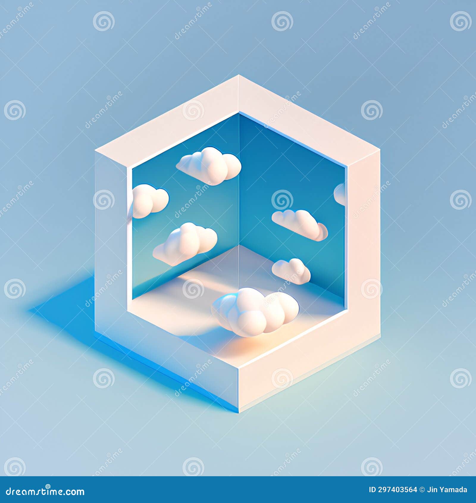 Clouds in a Box. 3d Isometric Vector Illustration Stock Photo - Image ...