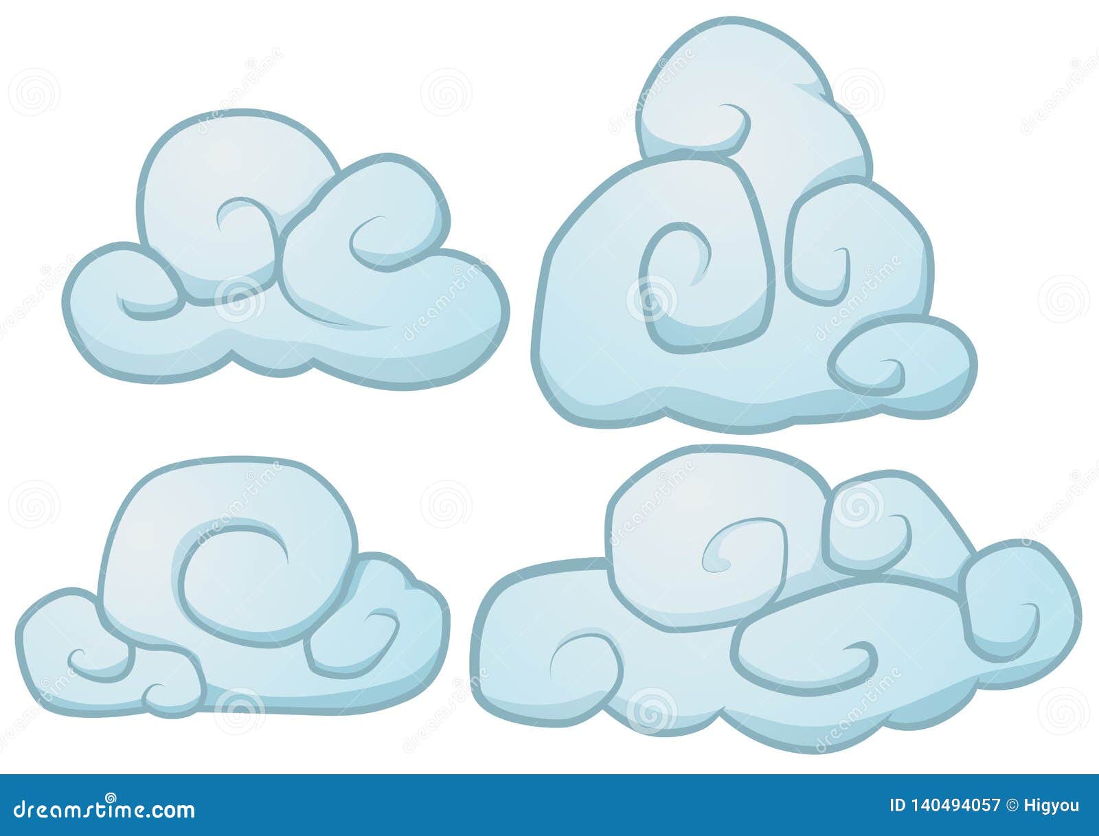 Clouds Cartoon Design Element Set Stock Vector - Illustration of ...