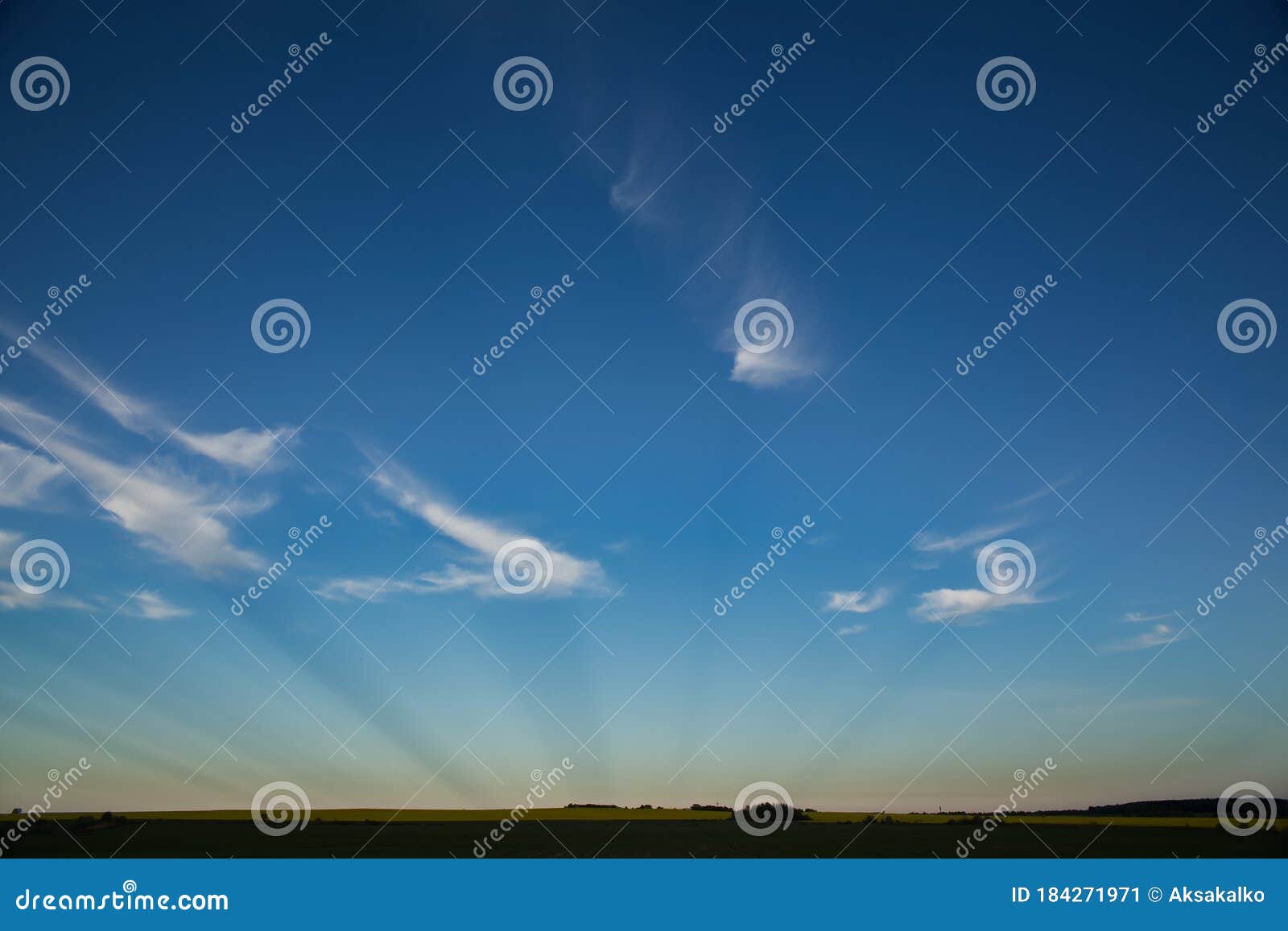 Clouds Cast Shadows that Converge in the Sky Beyond the Horizon Stock ...