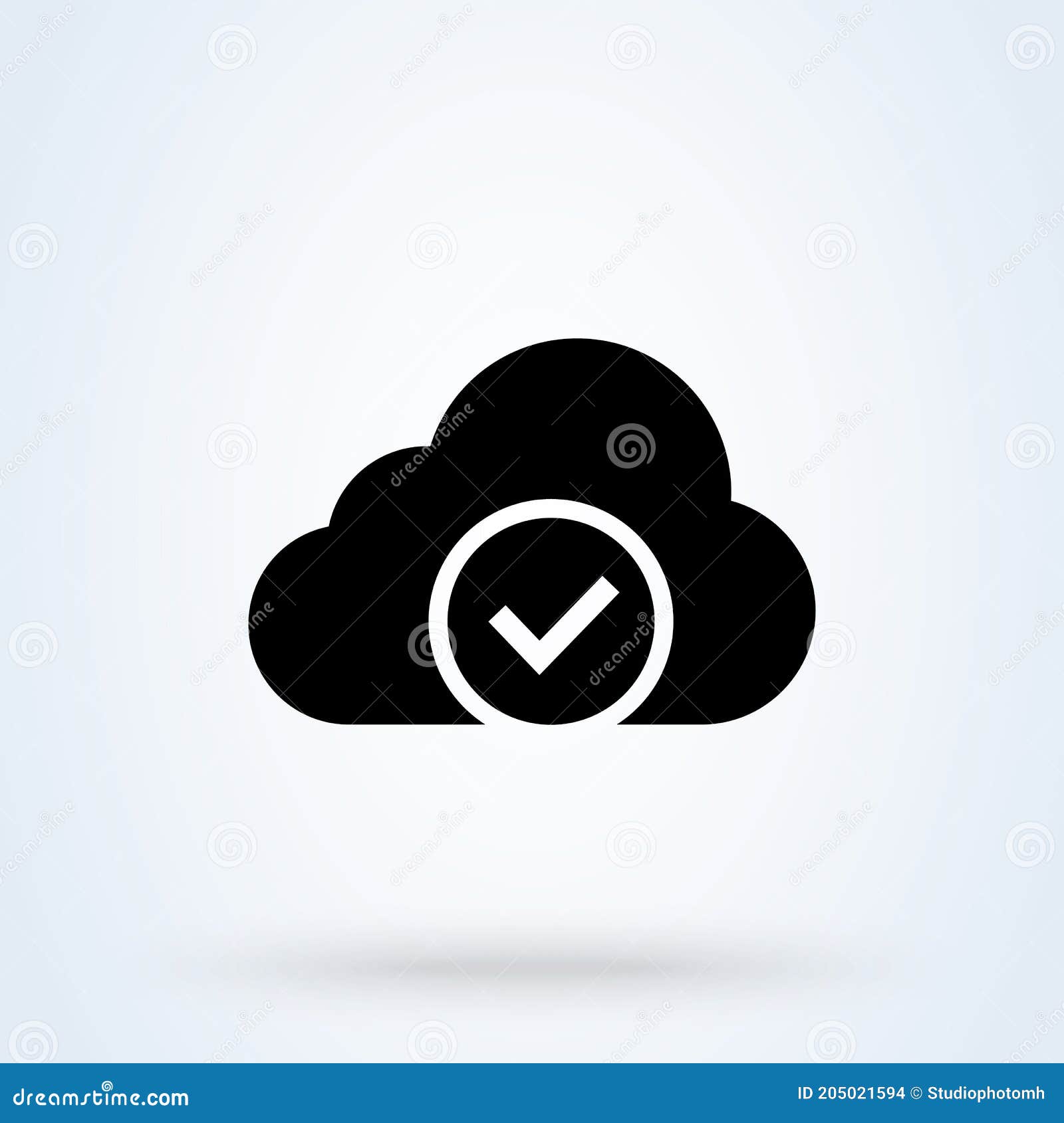 Clouds with Check Sign Icon or Logo. Software Update Process Completed ...