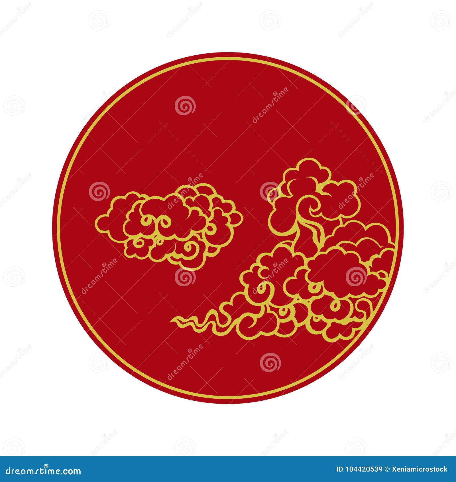Clouds in the Chinese Style in a Circle. Stock Vector - Illustration of ...