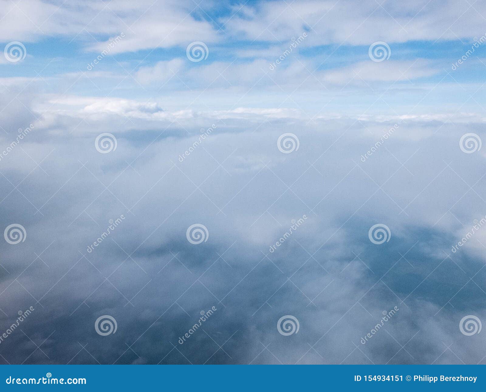 Clouds and Clear Bright Blue Sky. Aerial View from Plane Illuminator ...