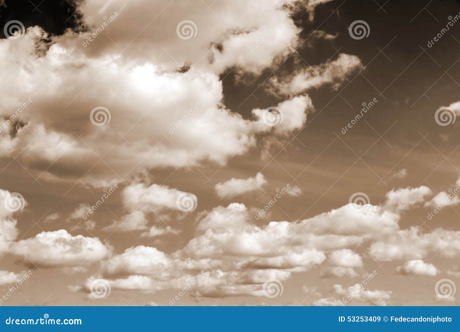 Clouds in the Clear Sky with Sepia Effect Stock Image - Image of ...