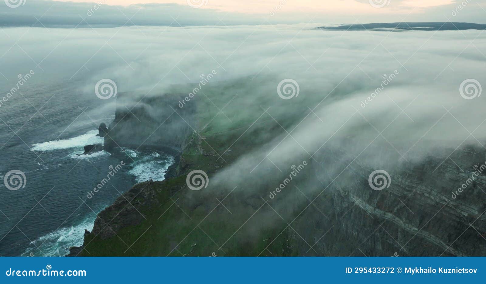 Clouds Covered the Top of the Cliffs of Moher 4k Stock Footage - Video ...