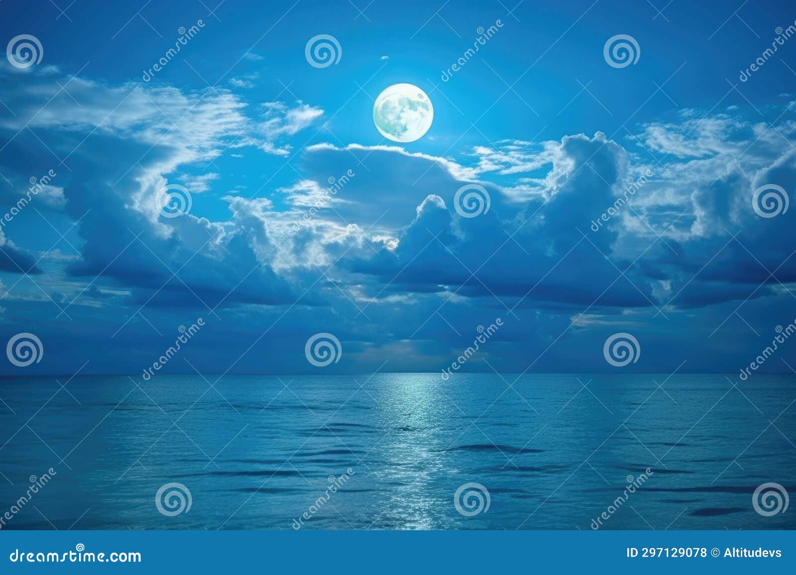 Clouds Covering a Full Moon Over an Ocean Stock Photo - Image of cover ...