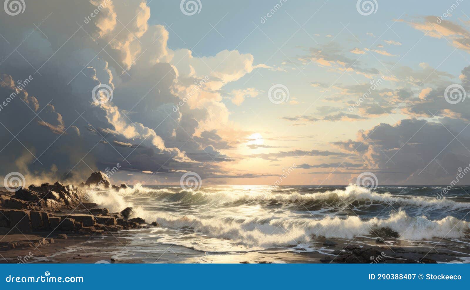 Neoclassical Seashoreline Painting with J 80 in Muted Neutral Colors ...