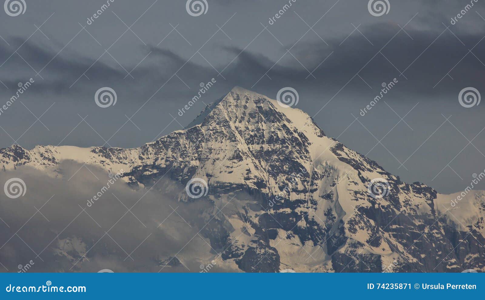 Clouds Creeping Over Mt Monch Stock Image - Image of niederhorn, alpine ...
