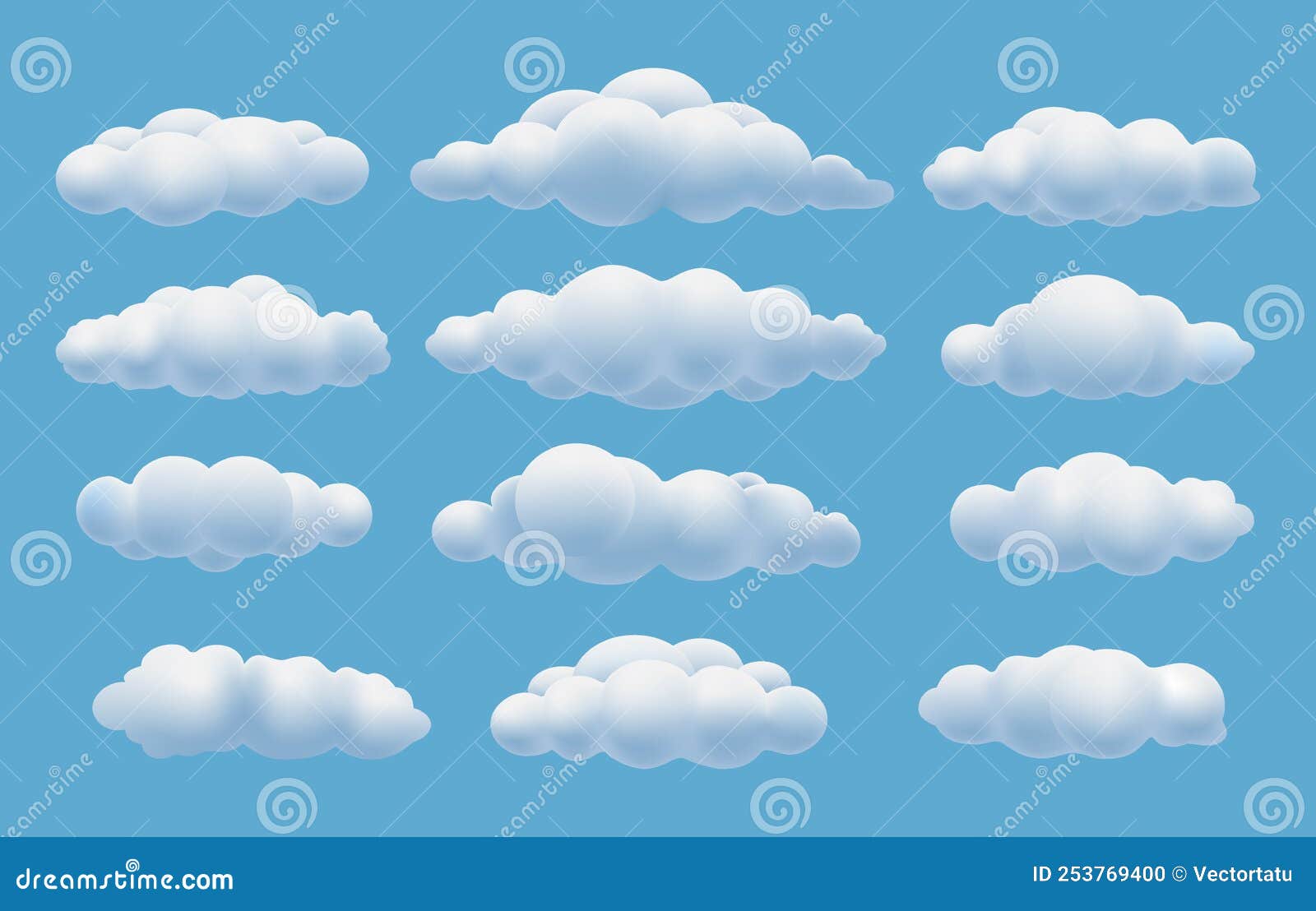 Clouds 3d collection stock vector. Illustration of light - 253769400