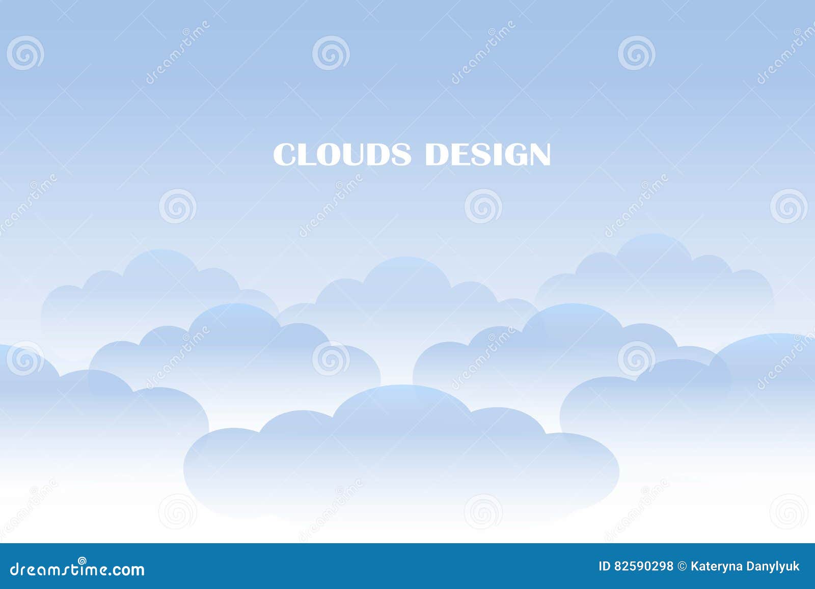 Clouds Design Background, Blue Gradient Clouds on Blue Sky Stock Vector ...