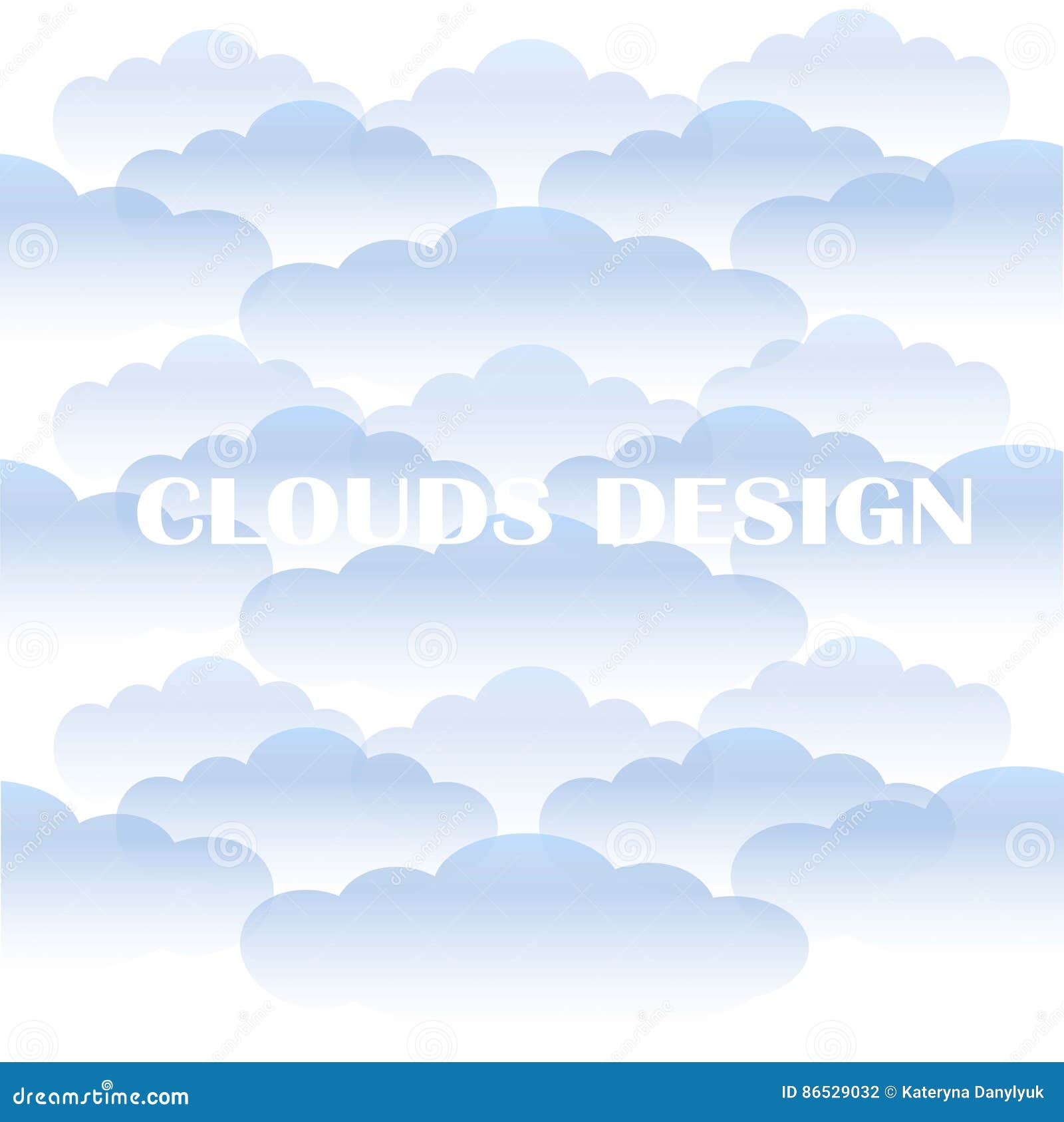 Clouds Design Background, Blue Gradient Clouds on White Stock Vector ...