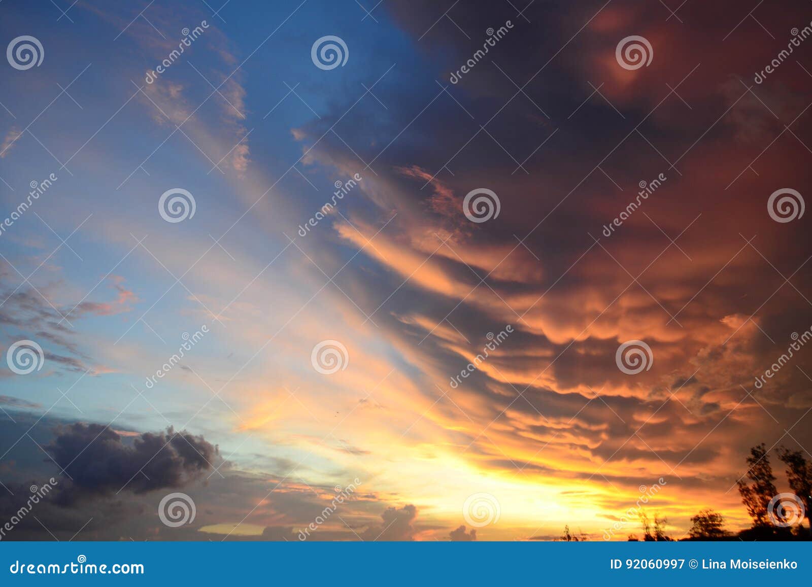 Clouds of Different Shapes and Colors before Sunset. Dramatic Sky ...