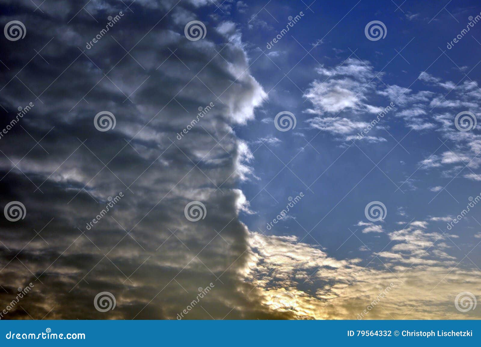 Clouds Divided Sky Sunset Colorful Light Dark Stock Photo - Image of ...