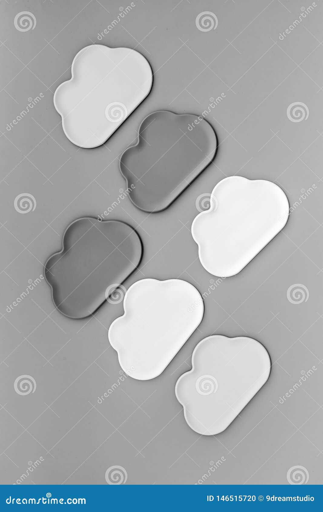 Clouds Figures for Cloud Storage on Gray Background Top View Stock ...