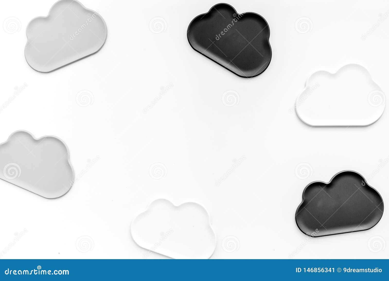 Clouds Figures for Cloud Storage on White Background Top View Mockup ...