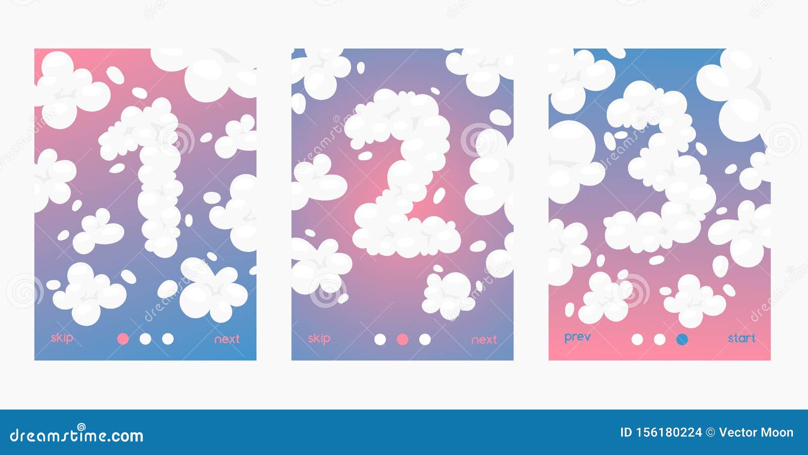 Clouds Font Numbers Set of Posters, Cards Vector Illustration. Sky of ...