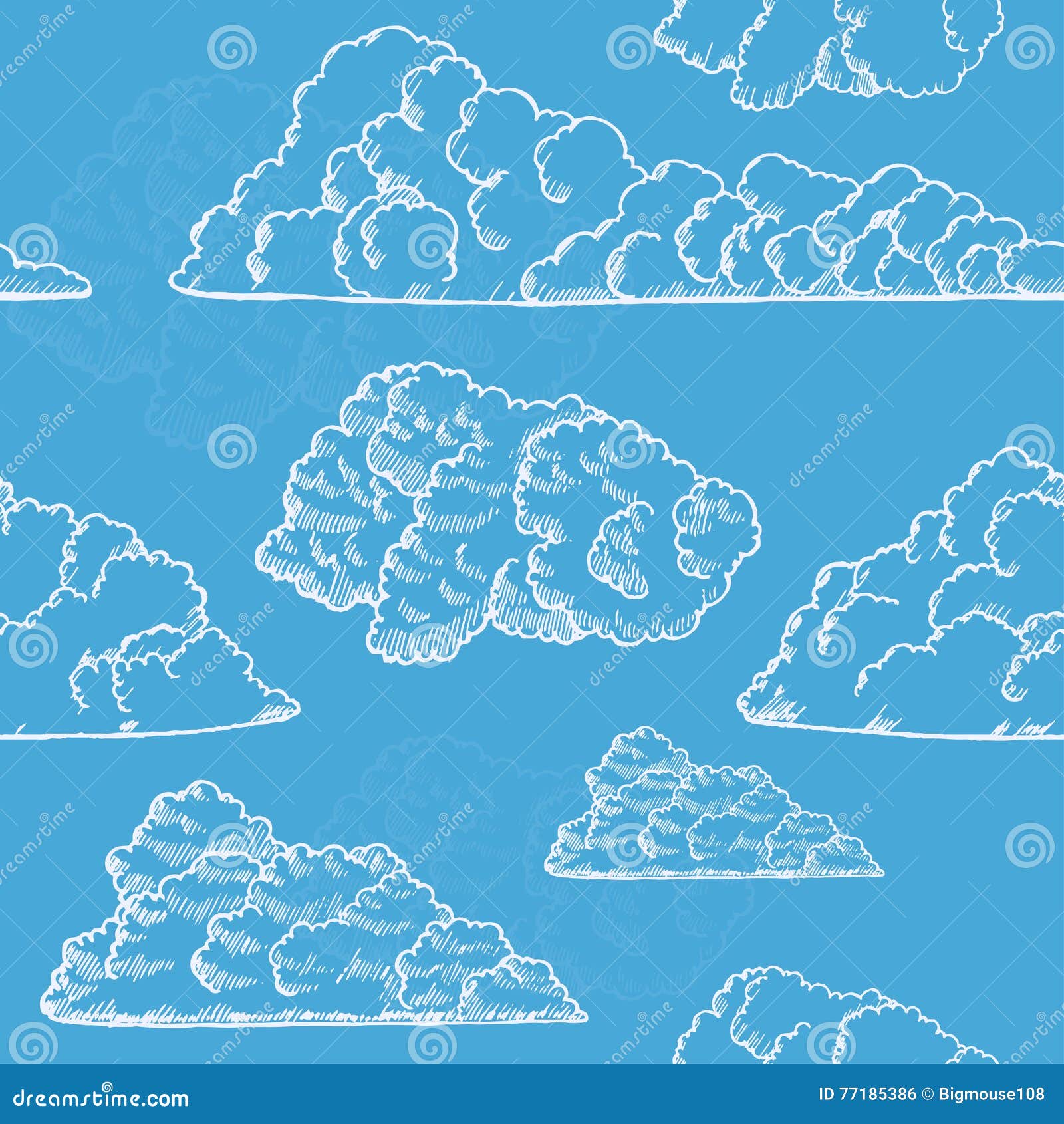 Clouds Hand Draw Sketch Background Pattern. Vector Stock Vector ...