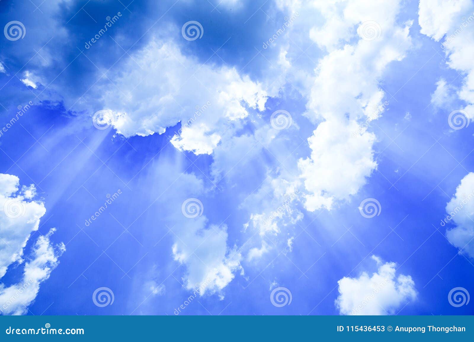 Sunbeam Shine through the Cloud on the Blue Sky Stock Image - Image of ...