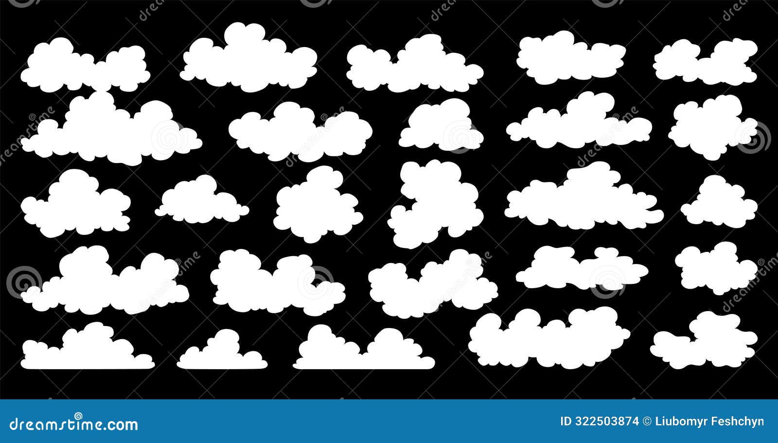 Clouds Icon Collection. Abstract White Cloudscape Icon Symbols. Various ...