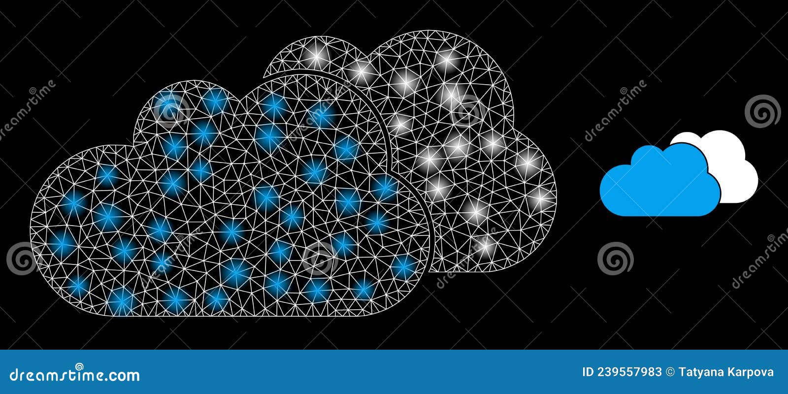 Clouds Icon - Wireframe Mesh with Constellation Nodes Stock Vector ...