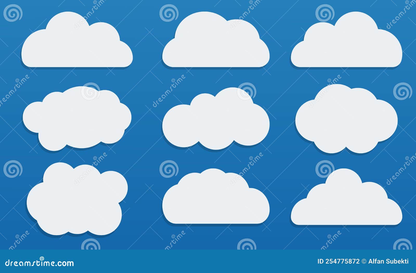 Clouds Icons Set on Blue Background. Stock Vector - Illustration of ...