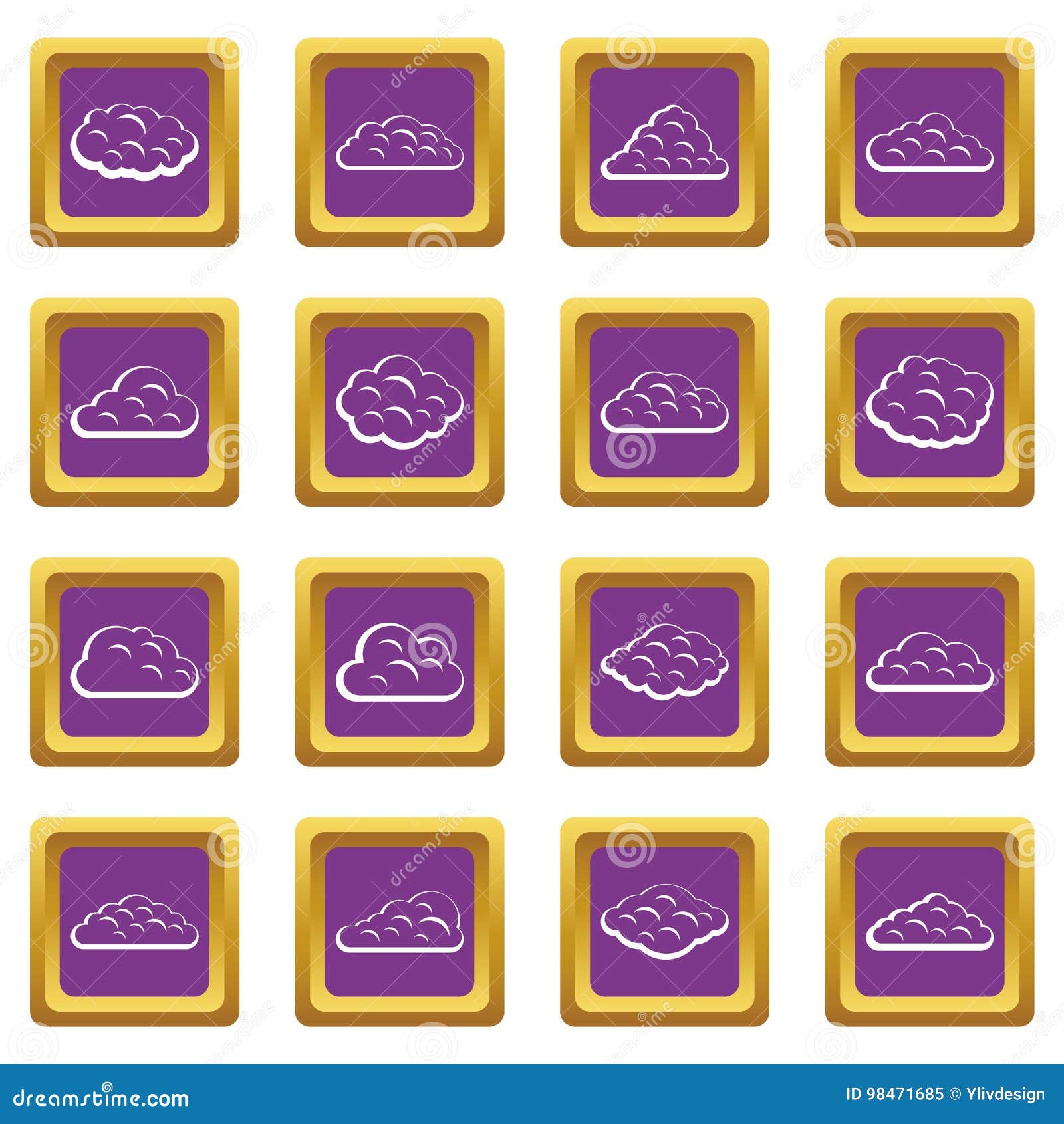 Clouds icons set purple stock vector. Illustration of curve - 98471685