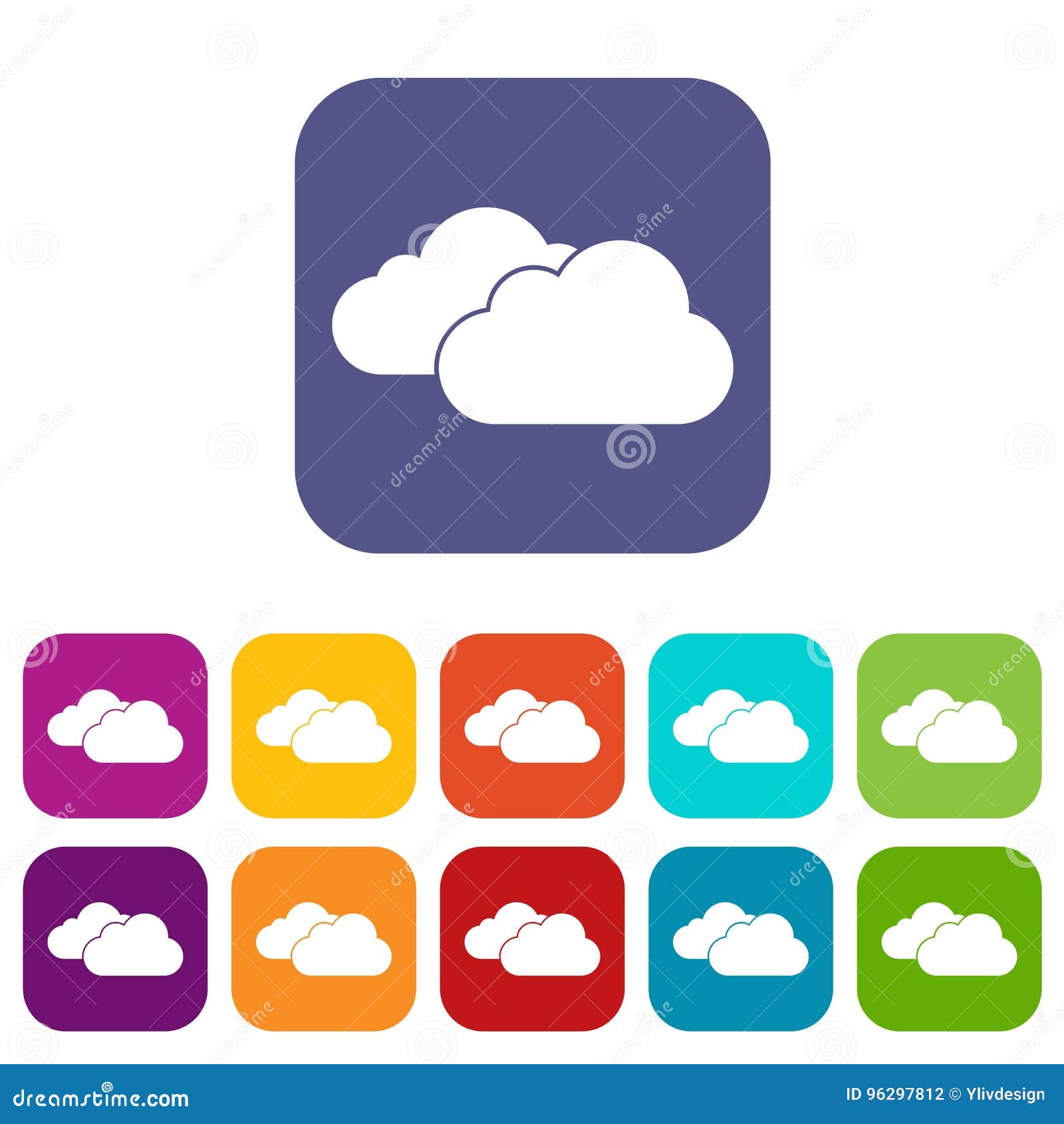 Clouds icons set stock vector. Illustration of graphic - 96297812