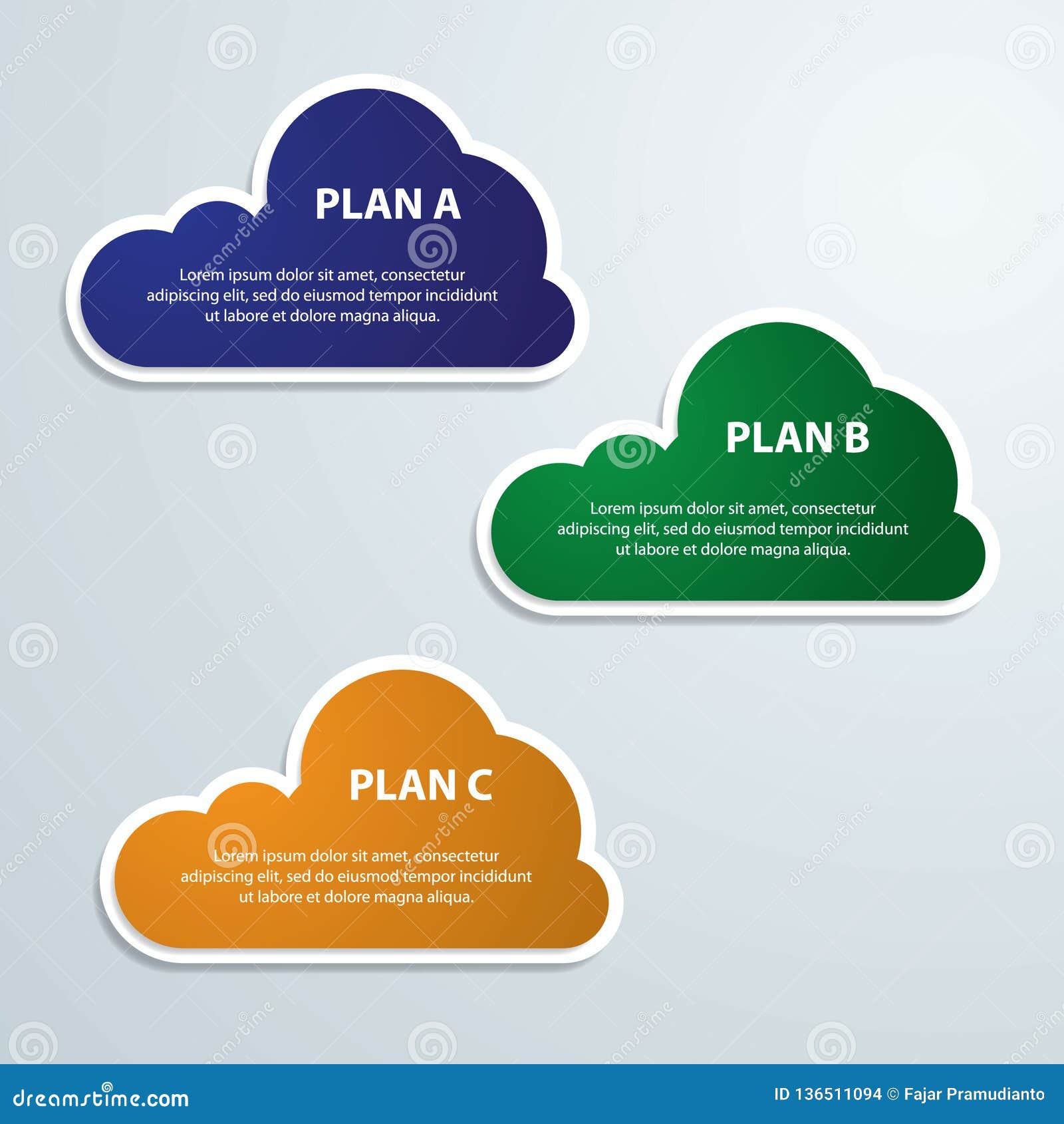 Clouds Infographics Three Colors Label Vector Illustration Stock Vector ...