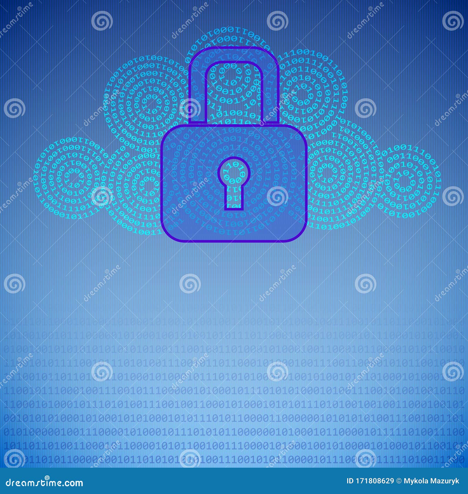 Clouds Information Security Design with Lock and Binary Code Stock ...